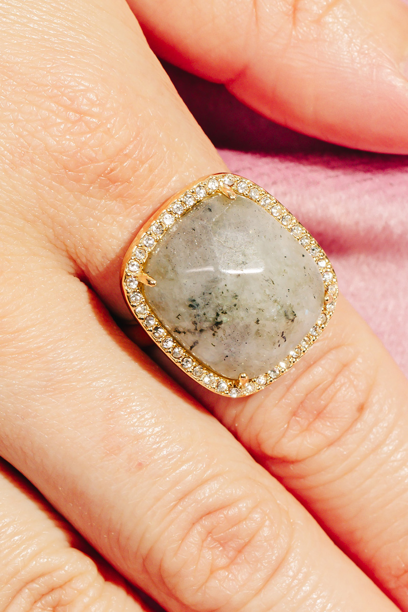 Faceted Square Stone Open Band Ring - Festival Collection