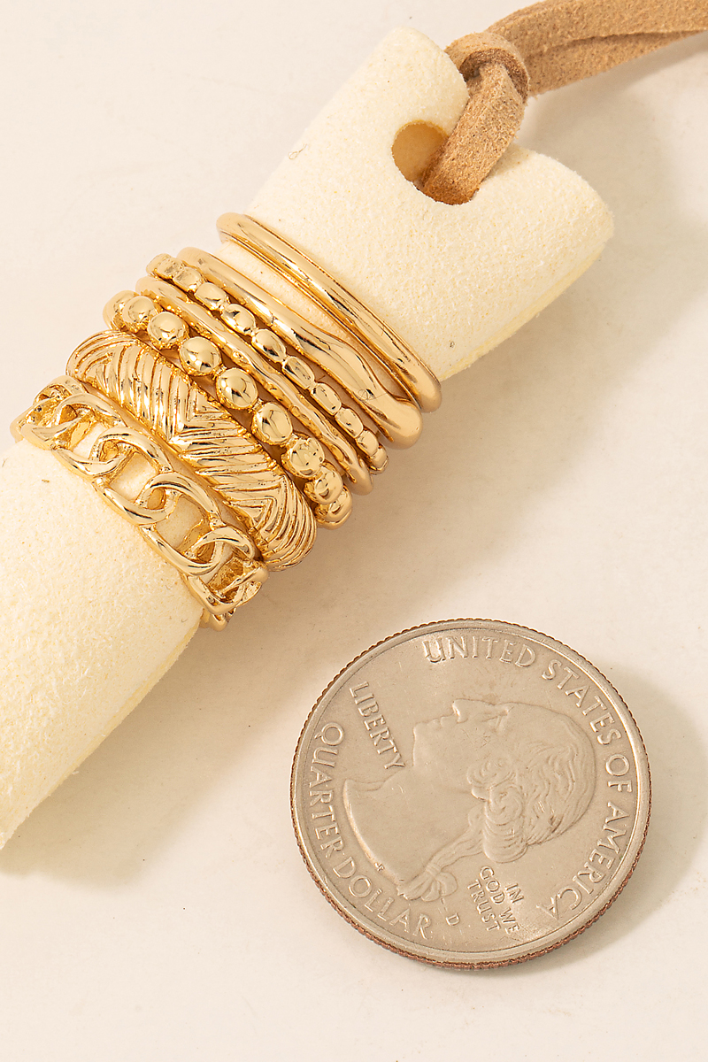Assorted Metallic Band Rings Set