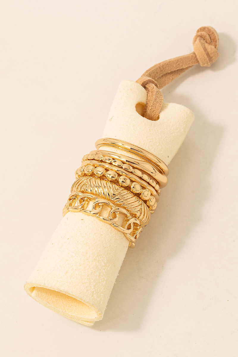 Assorted Metallic Band Rings Set
