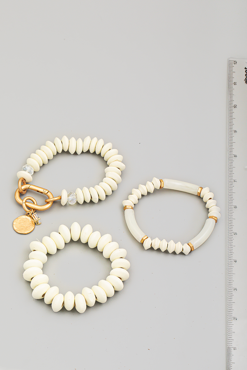 Round Disc Beaded Stackable Bracelet Set - Bracelets