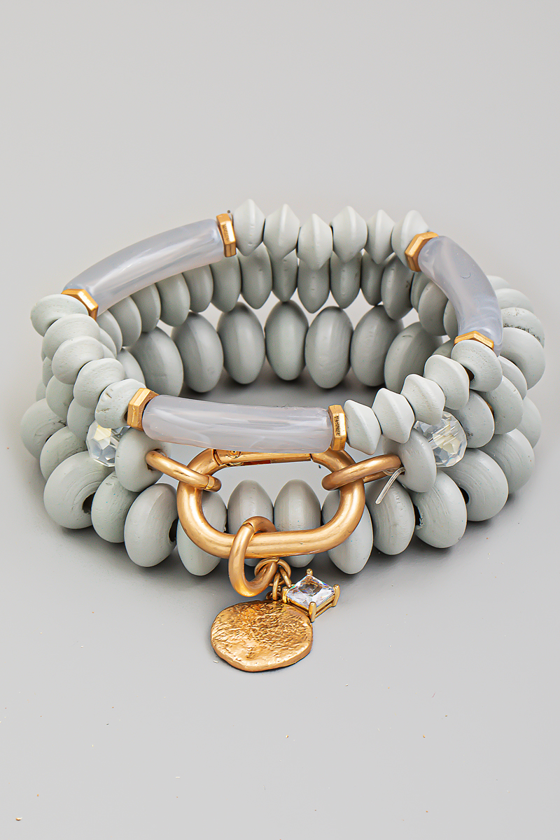 Round Disc Beaded Stackable Bracelet Set - Bracelets