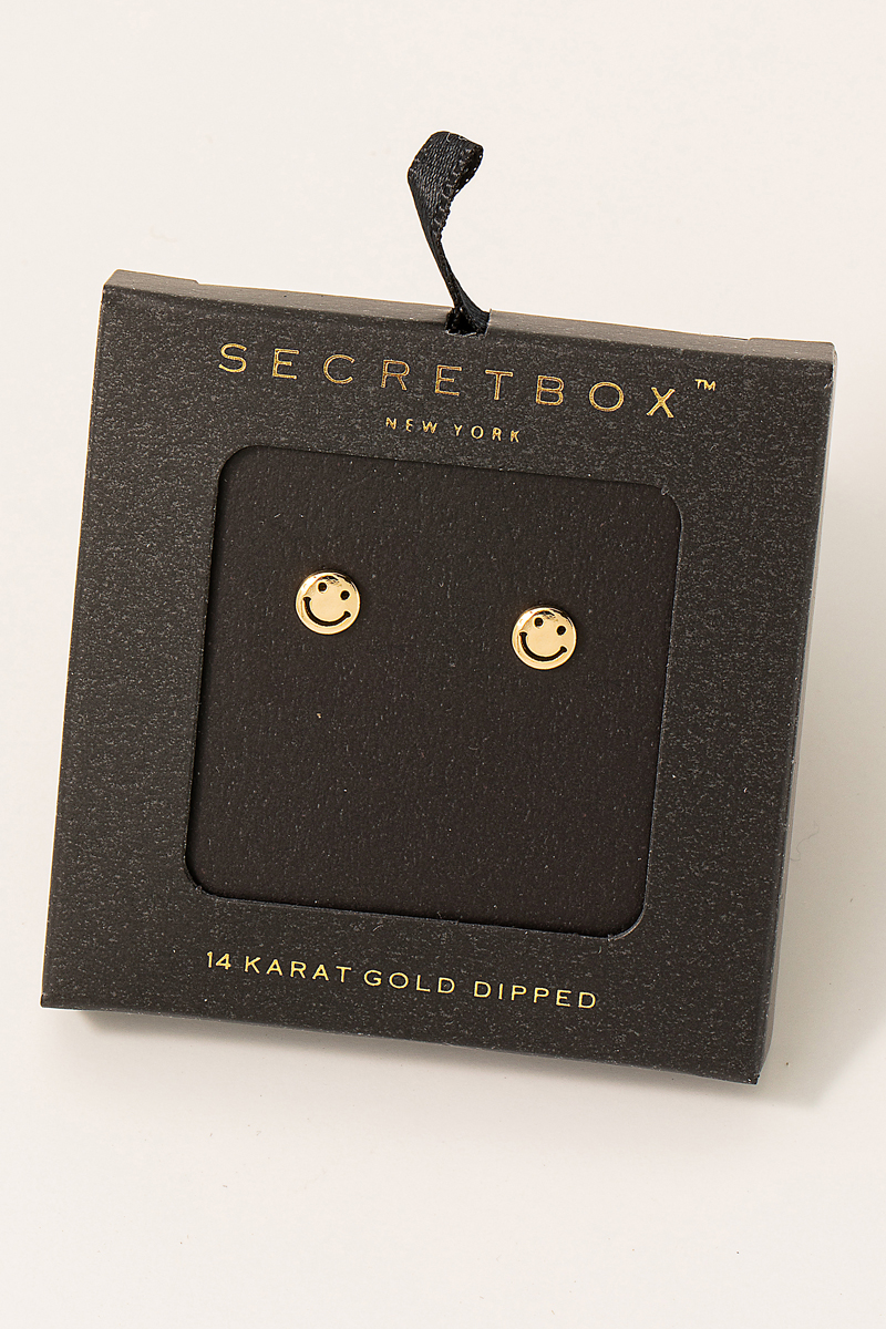 Secret Box Mini Smiley Face Stud Earrings