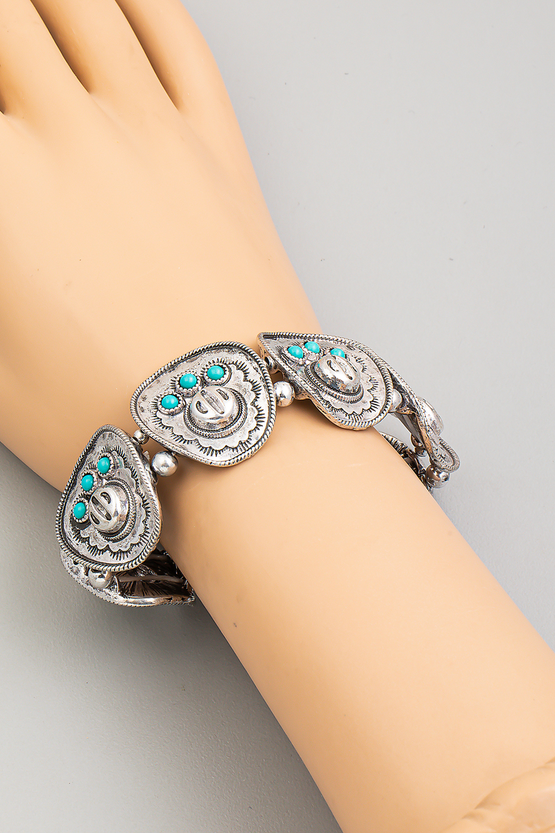 Turquoise Cowboy Hat Chain Link Bracelet - New Arrivals
