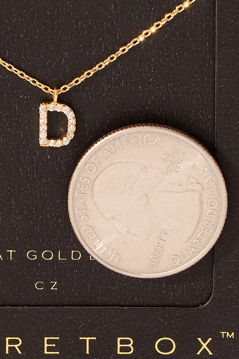 Gold Dipped Pave Initial D Pendant Necklace - Fame Accessories