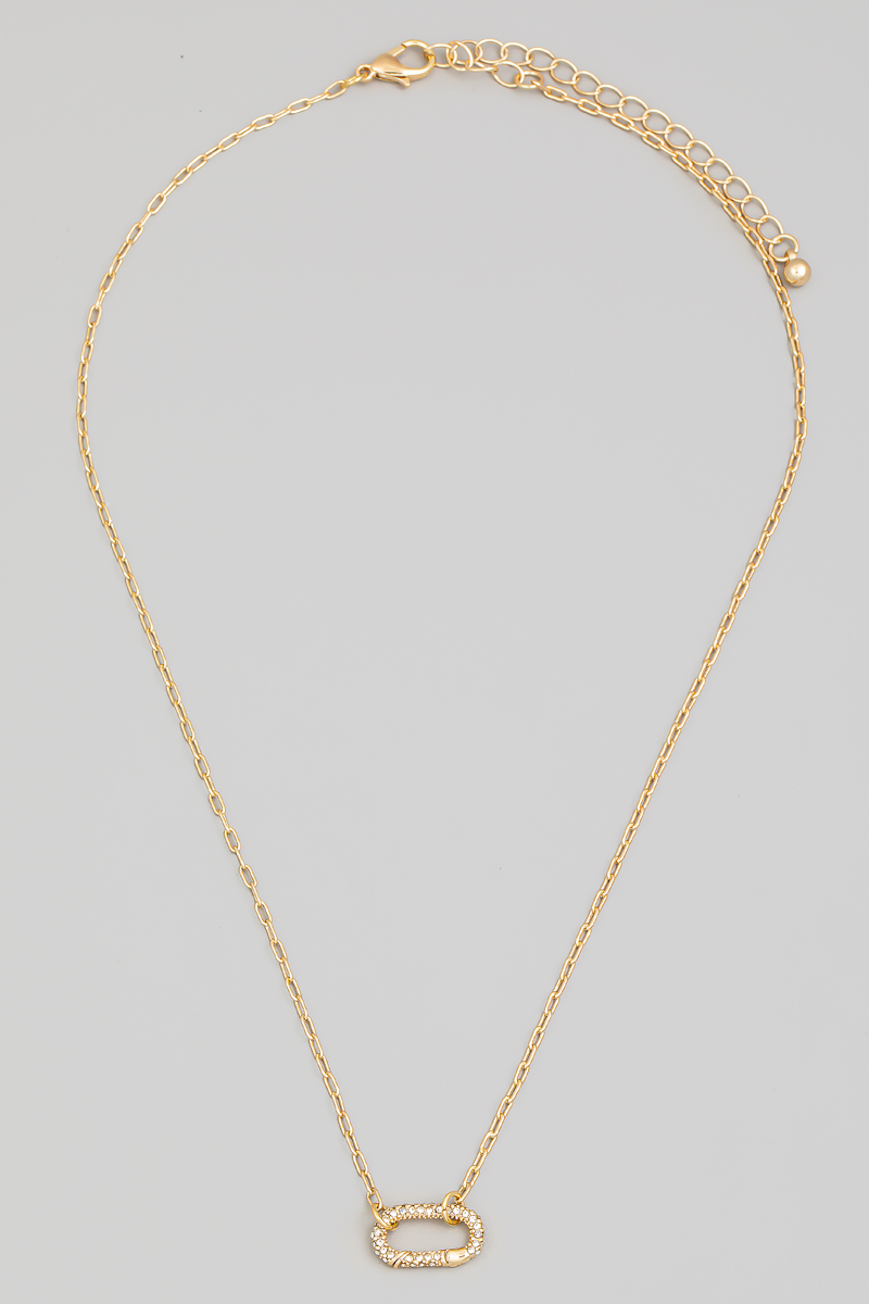 Pave Oval Pendant Chain Necklace - PRE-ORDERS