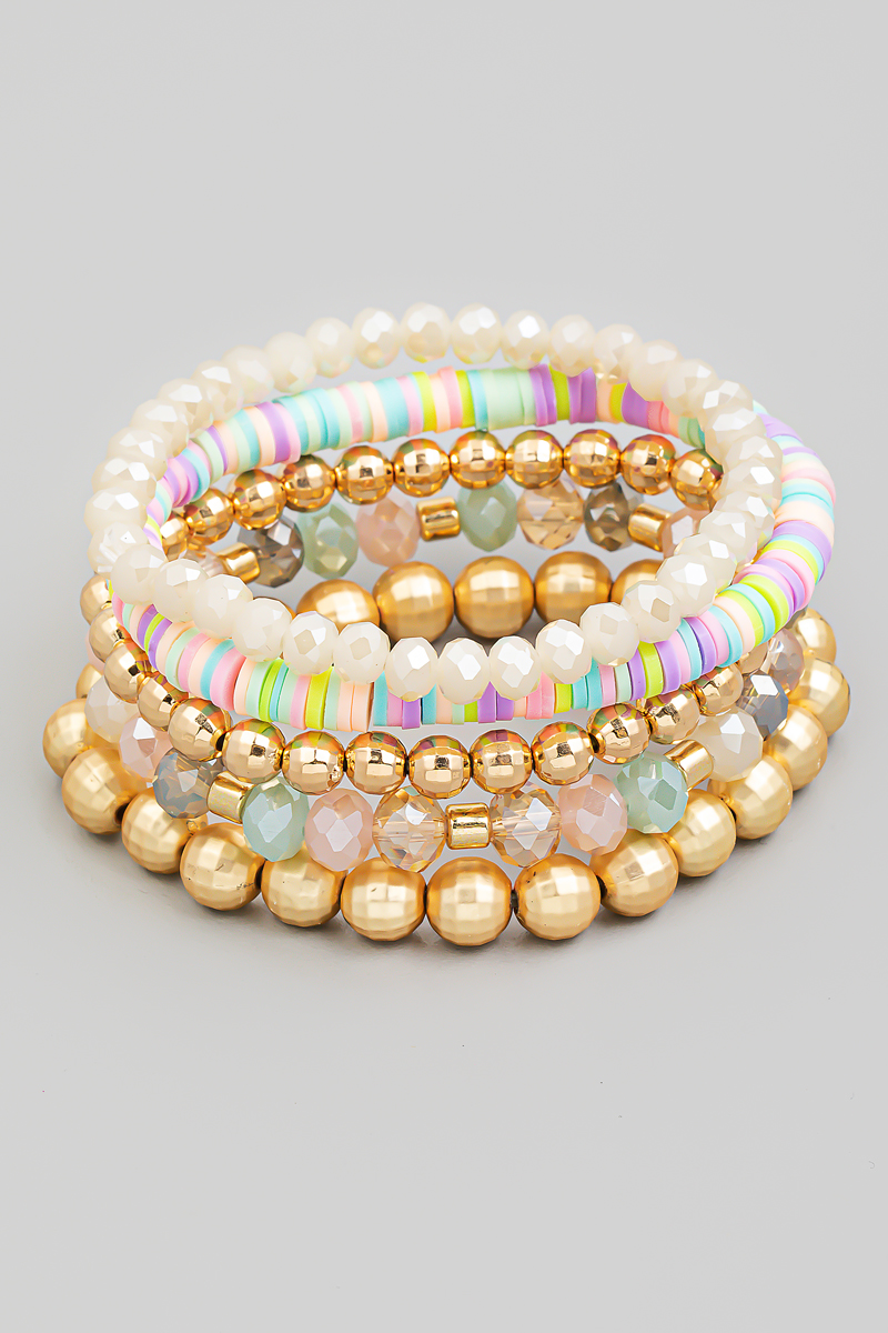 Multi Assorted Beaded Stretch Bracelet Set - Bracelets