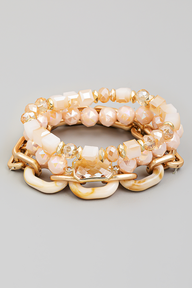 Assorted Chain Box Bead Stackable Bracelet - Bracelets