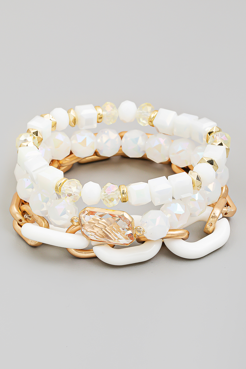 Assorted Chain Box Bead Stackable Bracelet - Bracelets