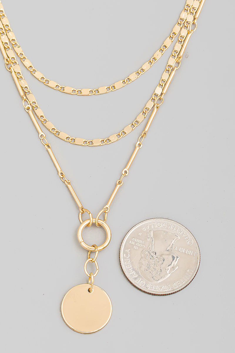 Disc Pendant Layered Chains Necklace - New Arrivals