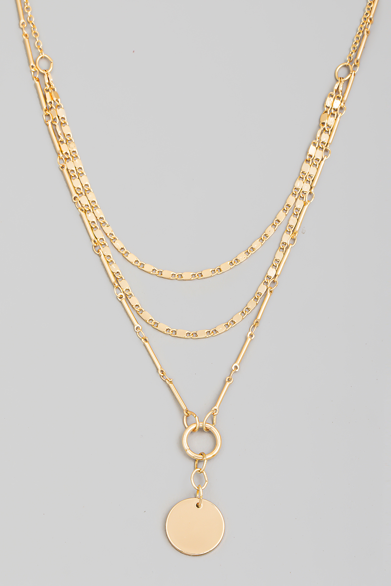 Disc Pendant Layered Chains Necklace - New Arrivals