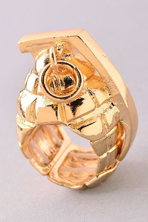 GOLD Metallic Grenade Ring. - Rings